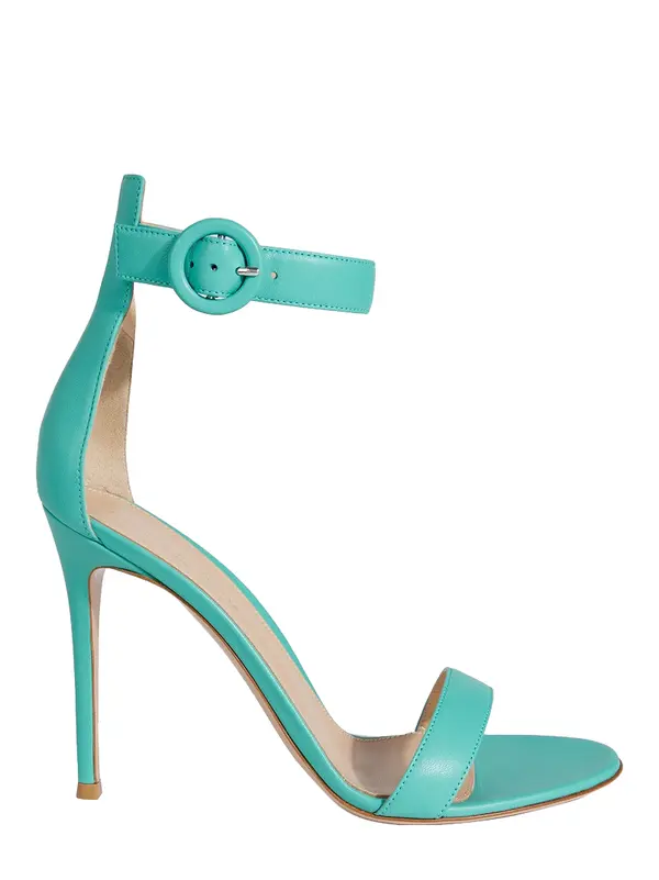 GIANVITO ROSSI Portofino 105 Leather Sandals - Turquoise