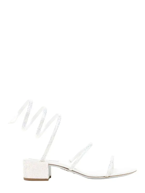 Rene Caovilla Cleo Embellished Leather Sandals - White