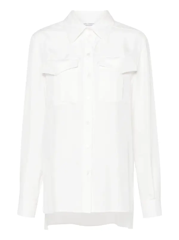 Alberta Ferretti Silk Poplin Shirt - White
