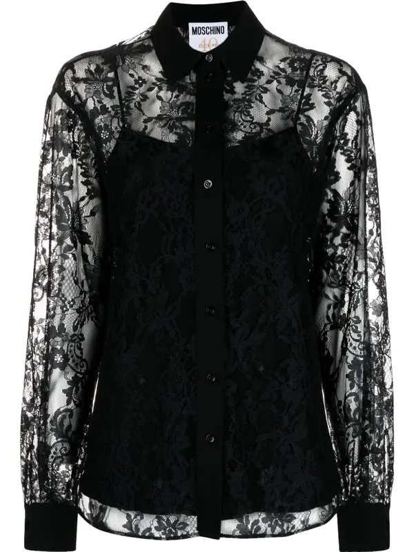 Moschino Floral Lace Button-up Shirt - Black