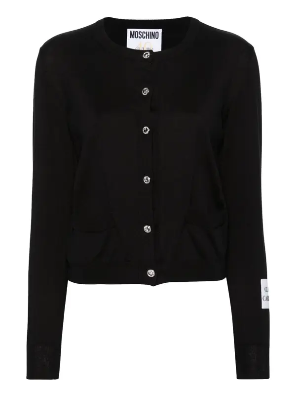 Moschino Crystal-embellished Cotton Cardigan - Black