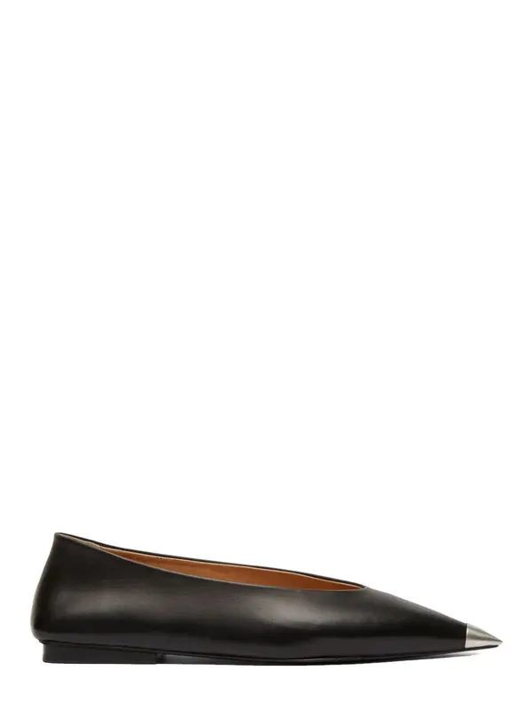 Marsèll Ago Pointed-toe Leather Flat Pumps - Black