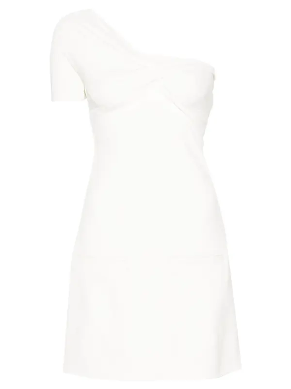 COURREGES One-shoulder Twist Crepe Minidress - White