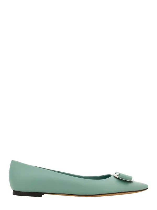 FERRAGAMO Vara-bow Lambskin Ballerina Shoes - Green