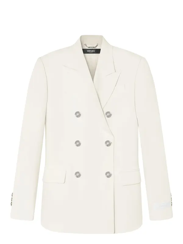 Versace Double-breasted Wool Blazer - White