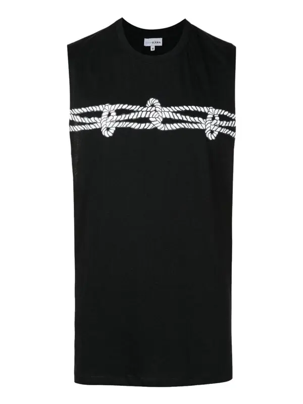 AMIR SLAMA Rope-print Cotton Tank Top - Black