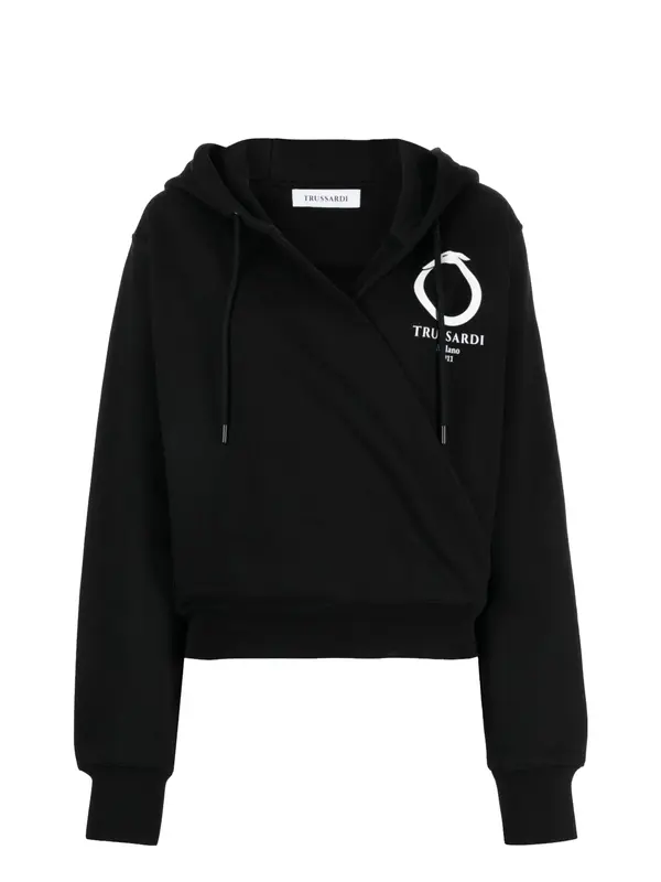TRUSSARDI Logo-print Cotton Hoodie - Black