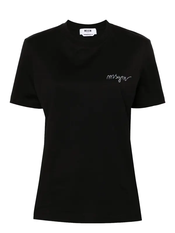 MSGM Logo-embroidered T-shirt - Black