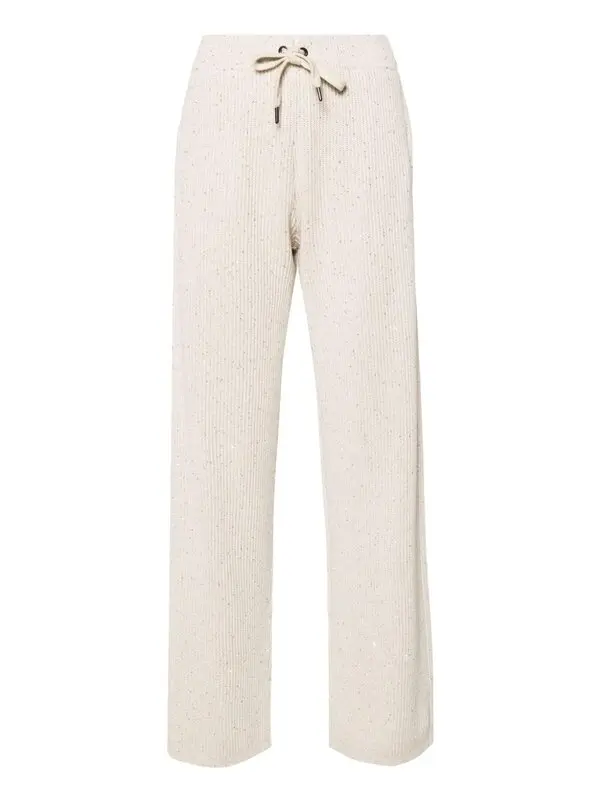 Brunello Cucinelli Sequin-embellished Trousers - Neutrals