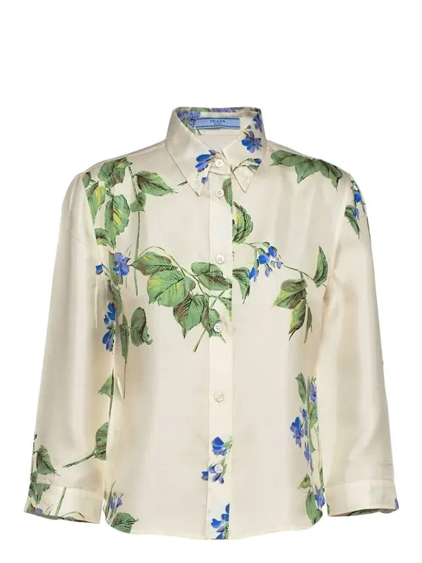 Prada Floral-print Silk Shirt - Neutrals