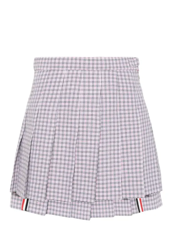 Thom Browne Check-pattern Pleated Miniskirt - White
