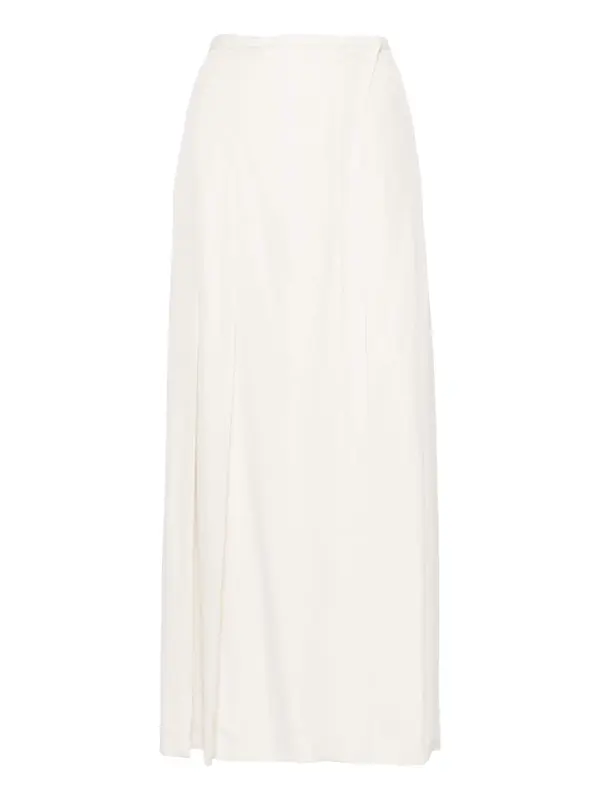 TOTEME Pleated Crepe Wrap Skirt - Neutrals