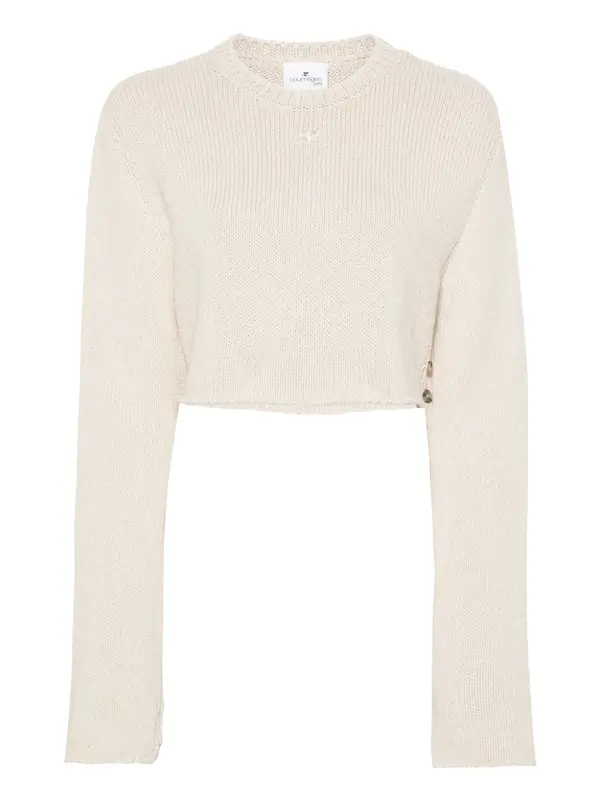 COURREGES Courrèges Logo-embroidered Cropped Jumper - Neutrals