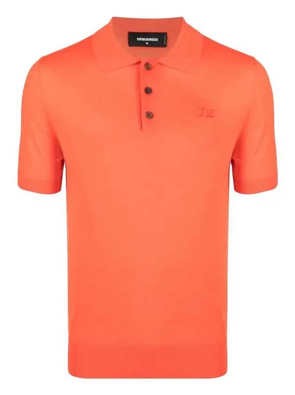 Dsquared2 Logo-embroidered Virgin Wool Polo Shirt - Orange