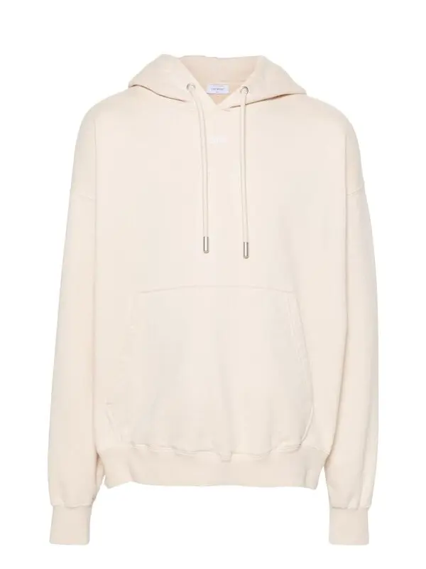 Off-White Arrows-embroidered Cotton Hoodie - Neutrals