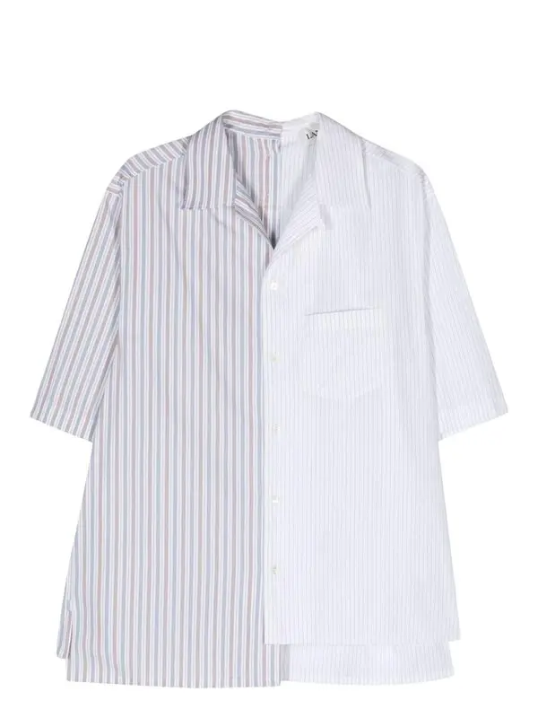 LANVIN Striped Asymmetric Cotton Shirt - White