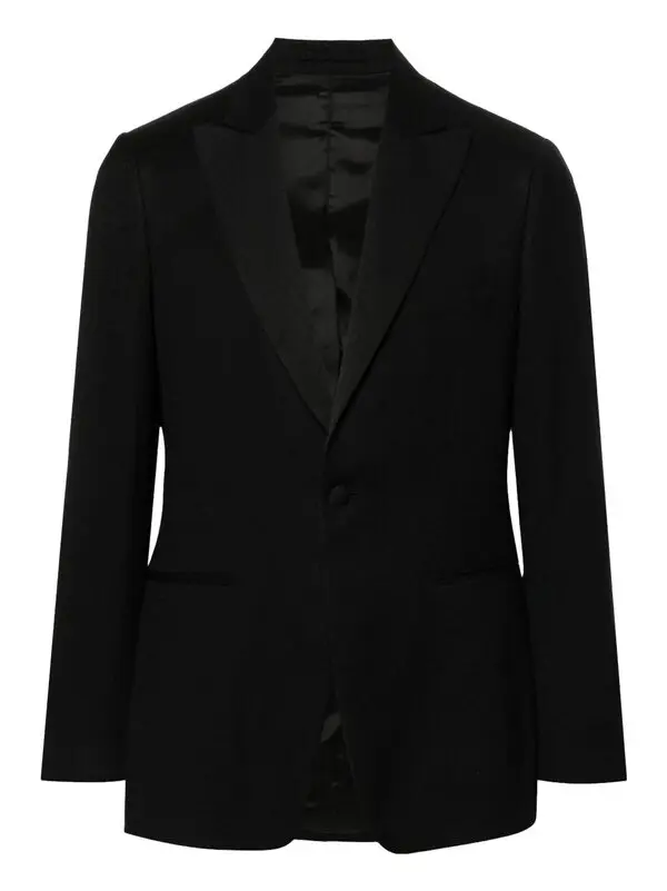 LARDINI Single-breasted Wool-blend Blazer - Black