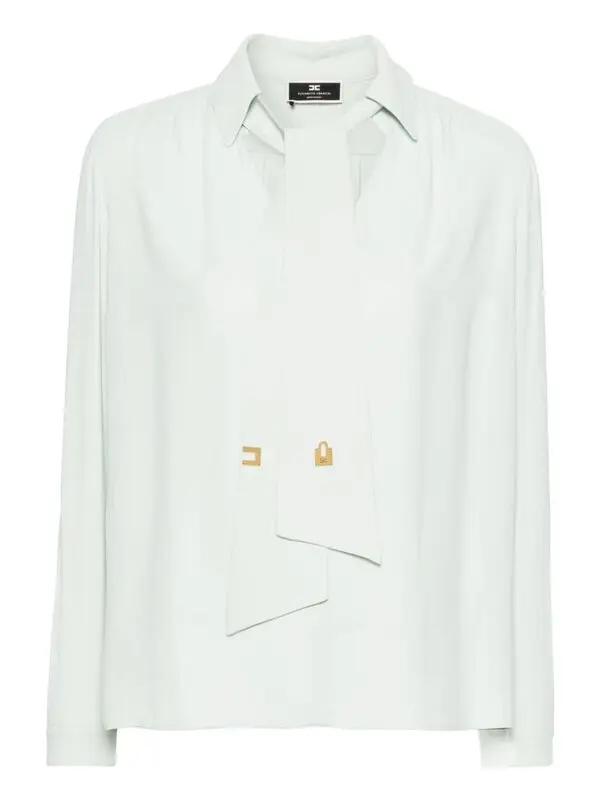 Elisabetta Franchi Pussy-bow V-neck Blouse - Green