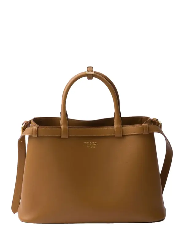 Prada Medium Buckle Tote Bag - Brown