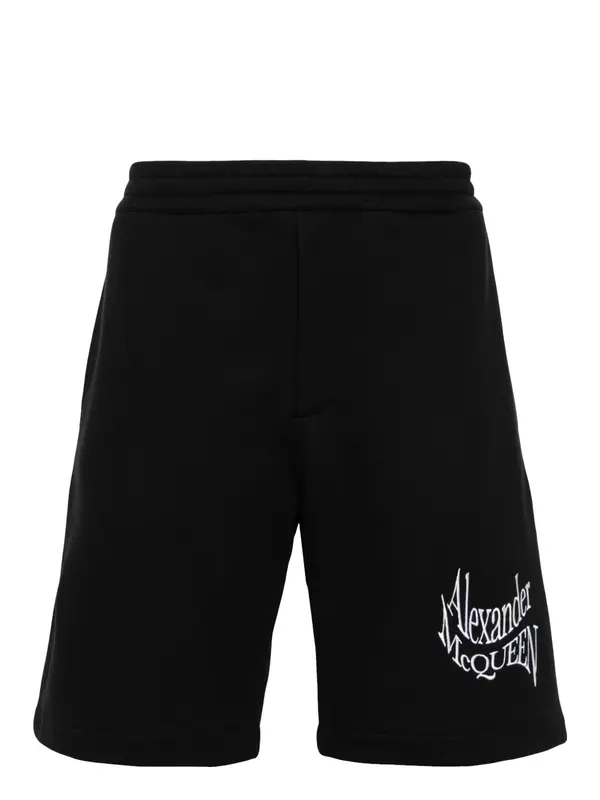 Alexander McQueen Logo-embroidered Track Shorts - Black