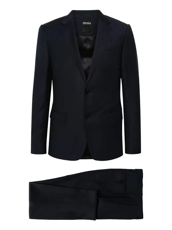 Zegna Single-breasted Wool Suit - Blue