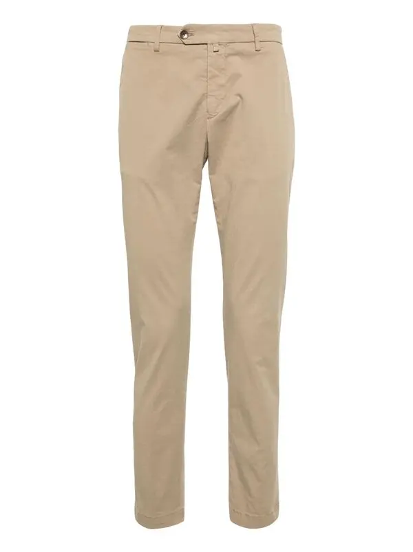 BRIGLIA 1949 Low-rise Stretch-cotton Tapered Chinos - Brown