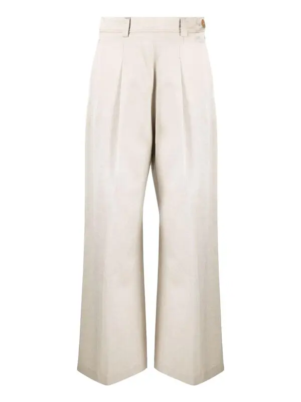 FORTE_FORTE Herringbone Straight-leg Trousers - Neutrals