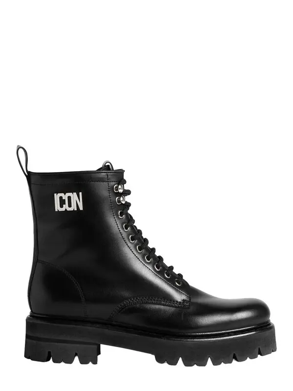 Dsquared2 Icon Plaque Combat Boots - Black
