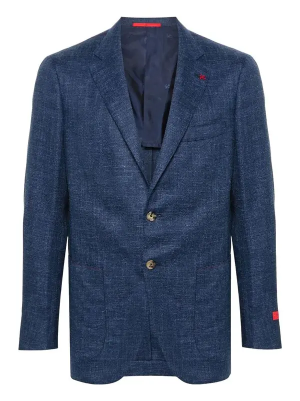 Isaia Brooch-detail Mélange Blazer - Blue