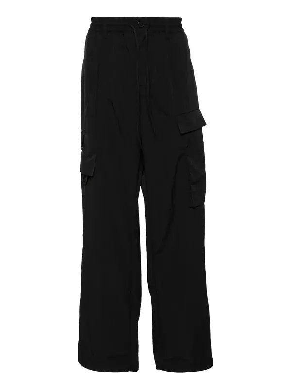 Y3 Crinkle Logo-print Wide-leg Cargo Trousers - Black