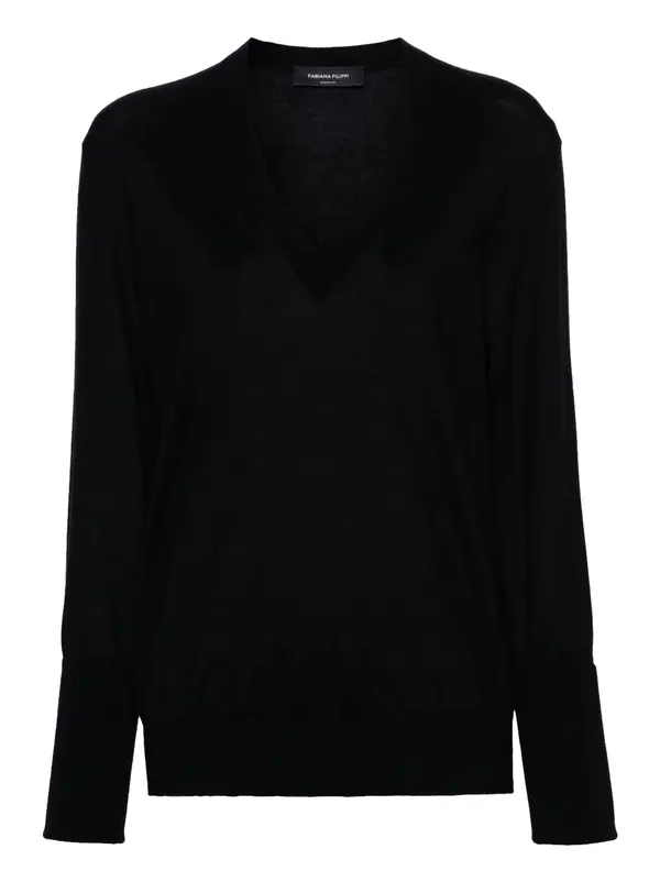 Fabiana Filippi Drop-shoulder V-neck Jumper - Black