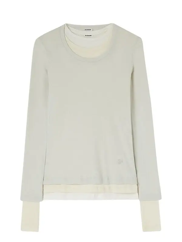 JIL SANDER Layered Cotton T-shirt - Grey