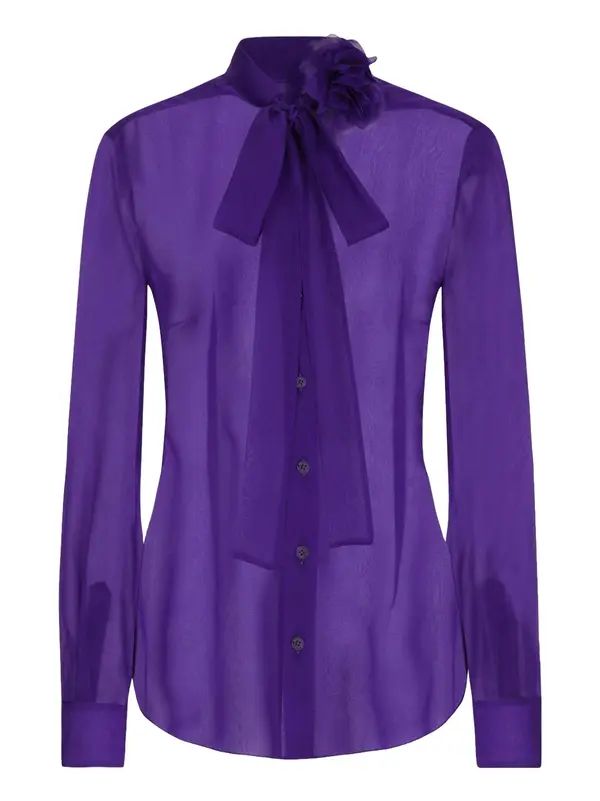 Dolce & Gabbana Pussy-bow Silk-chiffon Blouse - Purple