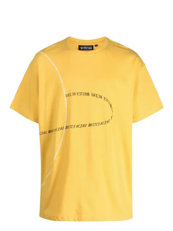 MOSTLY HEARD RARELY SEEN Orbit Slogan-print Cotton T-shirt - Yellow