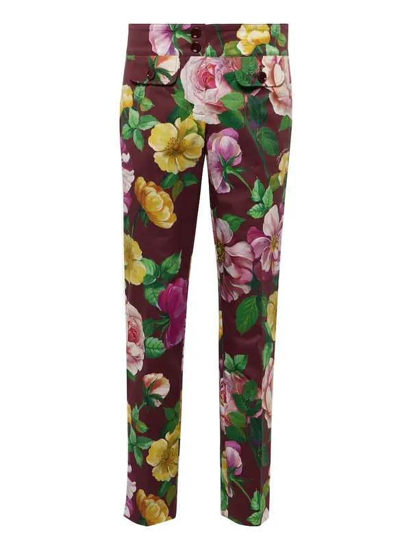 Dolce & Gabbana Floral Cotton-blend Pants - Multicoloured
