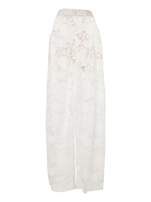 Oscar De La Renta High-rise Wide-leg Lace Pants - White
