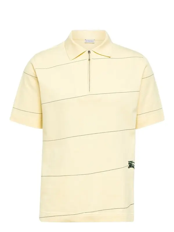 Burberry Ekd Striped Cotton Piqué Polo Shirt - Yellow