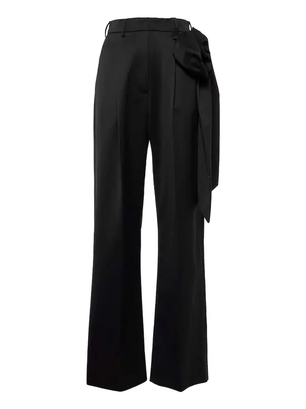 Simone Rocha Floral-appliqué Straight Pants - Black