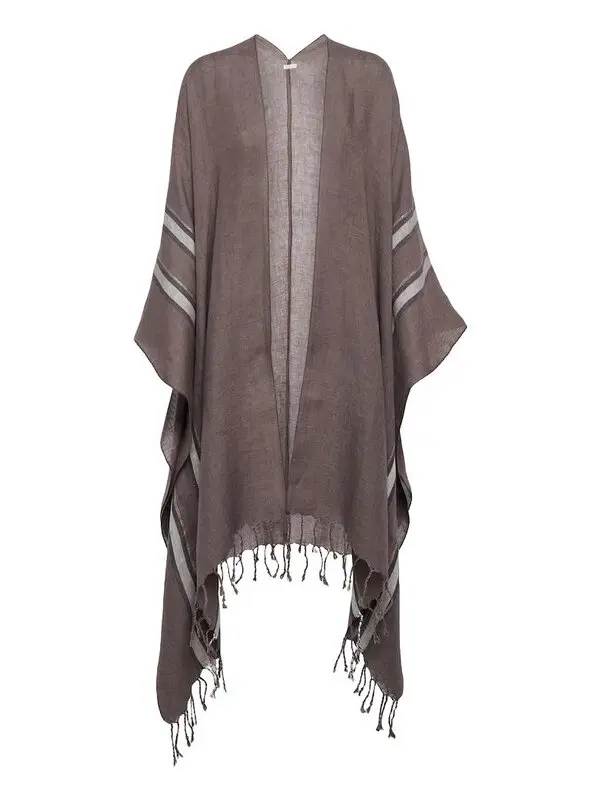 Brunello Cucinelli Striped Linen Cape - Brown