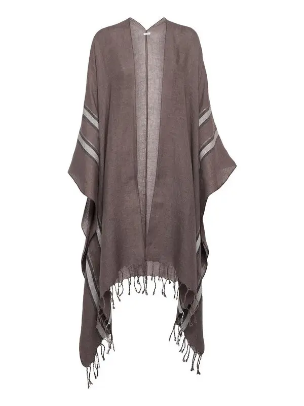 Brunello Cucinelli Striped Linen Cape - Brown