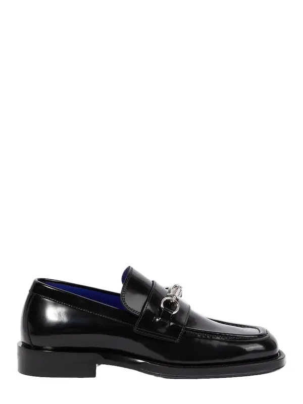 Burberry Embellished Leather Loafers - Black