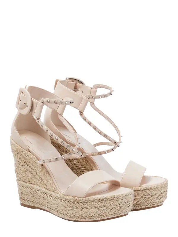 CHRISTIAN LOUBOUTIN Chocazeppa Spikes 120 Espadrille Wedges - Neutrals