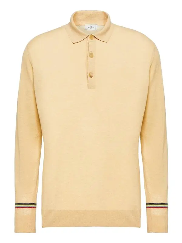 Etro Linen And Cotton Polo Sweater - Beige