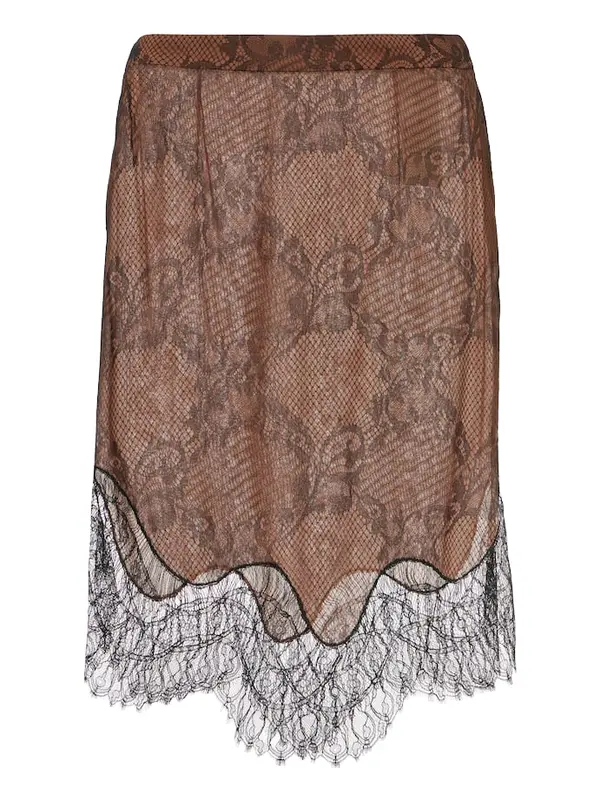 TOM FORD Ramage Tattoo Lace Miniskirt - Brown