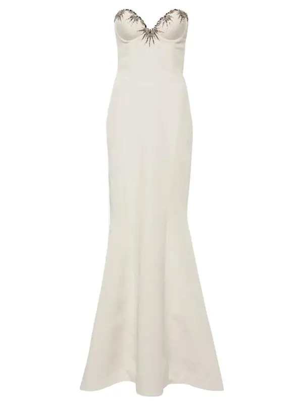 MISS SOHEE Iris Embellished Silk Maxi Dress - White