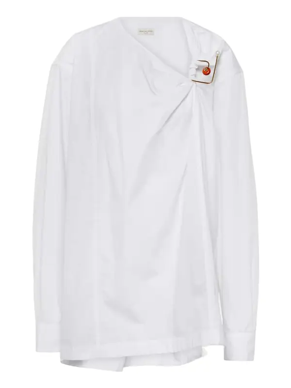 Dries Van Noten Embellished Cotton Poplin Blouse - White