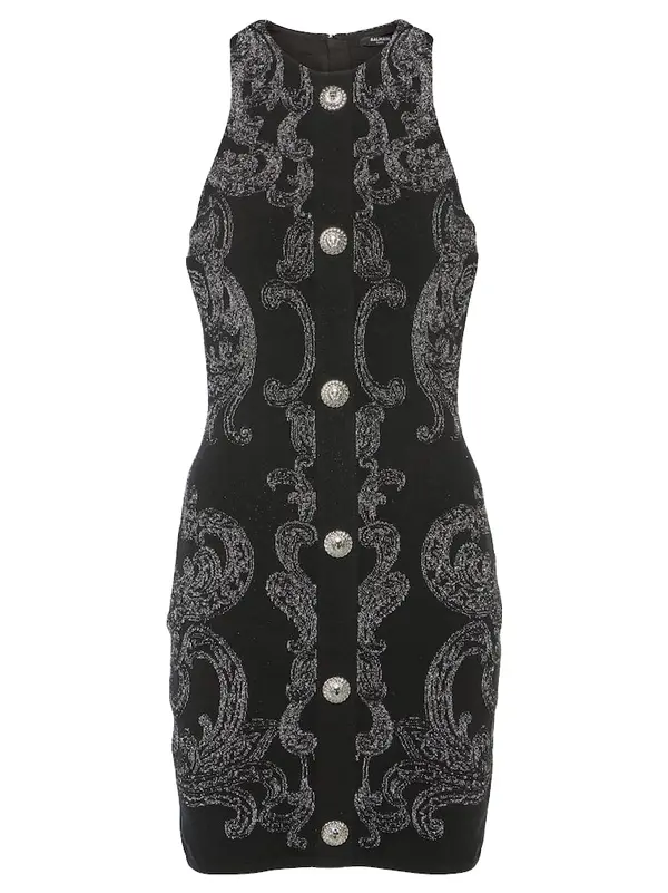 Balmain Paisley Jacquard Lurex® Minidress - Black