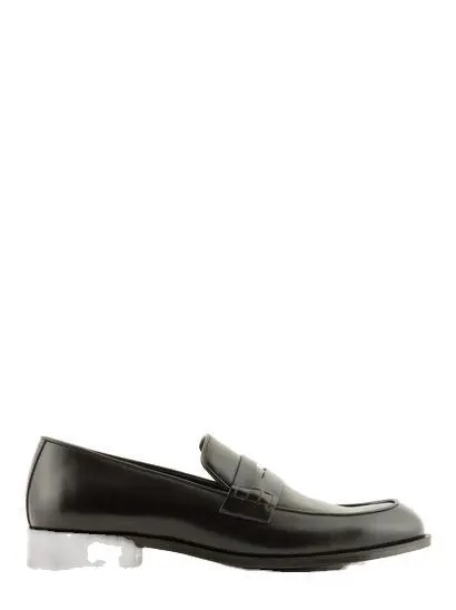 Giorgio Armani Leather Loafers - Natural