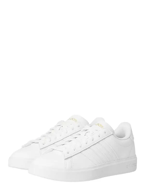 Adidas Grand Court 2.0 Synthetic Round Toe Lace-up Sneakers - White