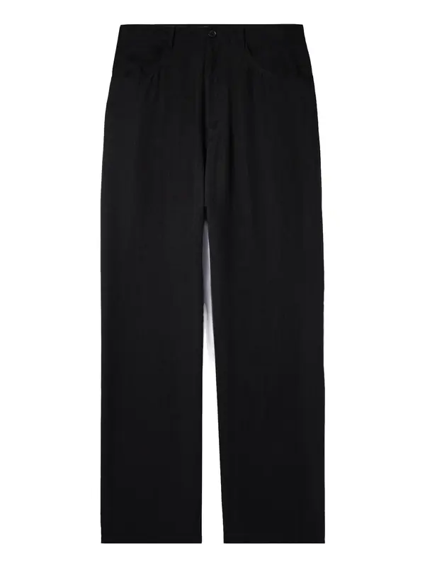 Balenciaga Straight-leg Lyocell-poplin Trousers - Black